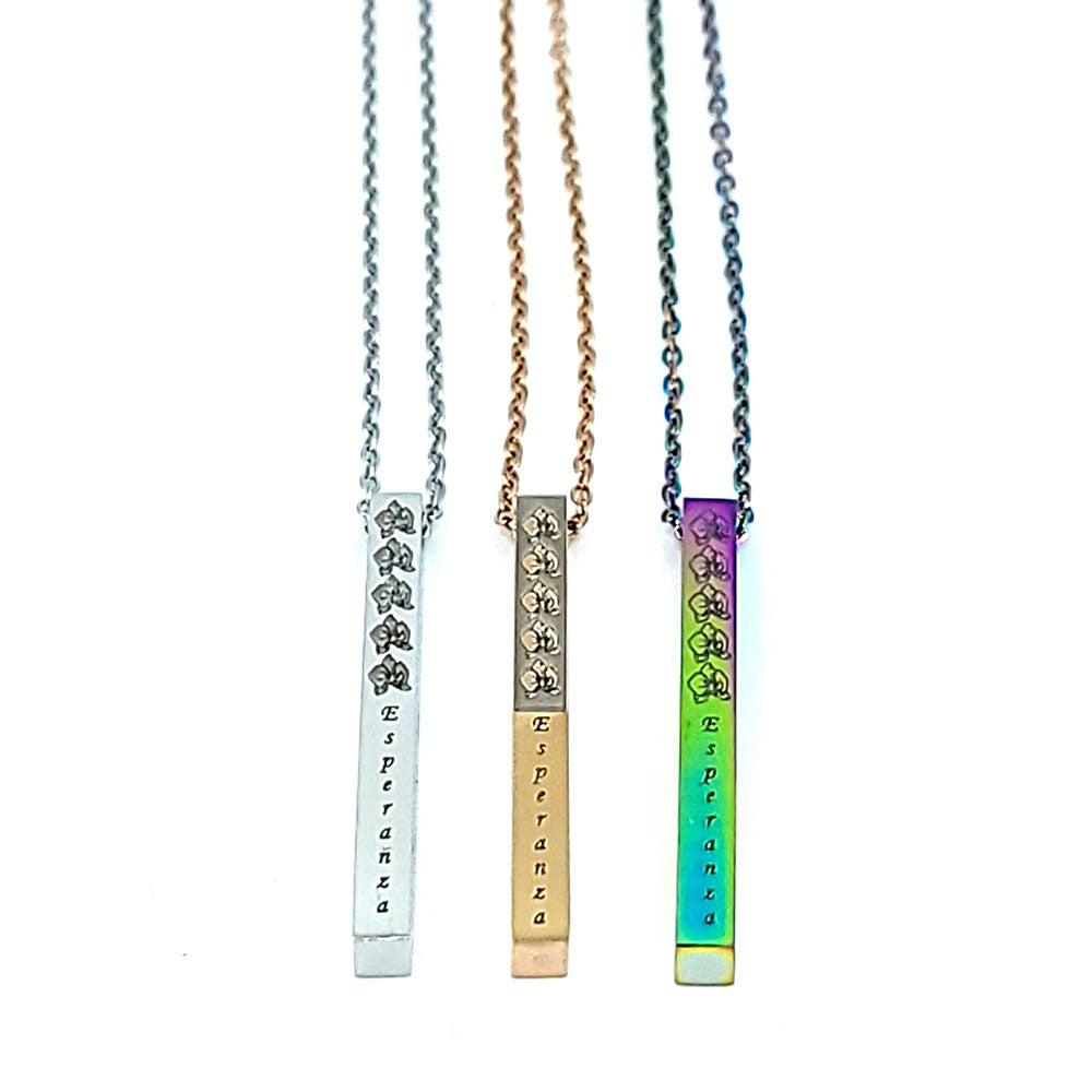 Orchid Engraved Vertical Bar Pendant – Symbol of Beauty – Moli-Kai Enterprises